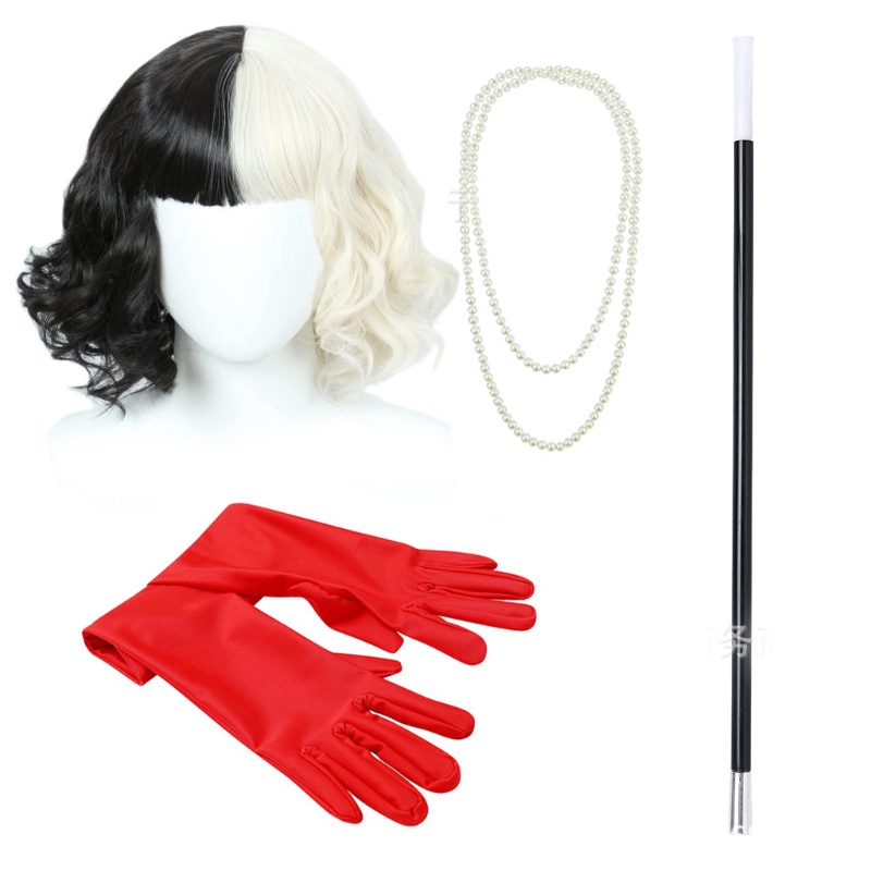 Movie Cruella De Vil Cosplay Props Wig and Accessories Full Sets Women ...