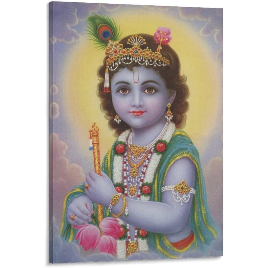 Mural Indian God Poster Krishna Art Young Krishna Indian Retro Style (6 ...