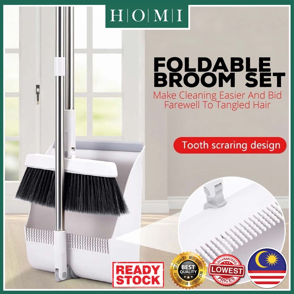 📦HOMI READY STOCK📦2in1 Foldable Broom Dustpan Set Sweeper Broom ...
