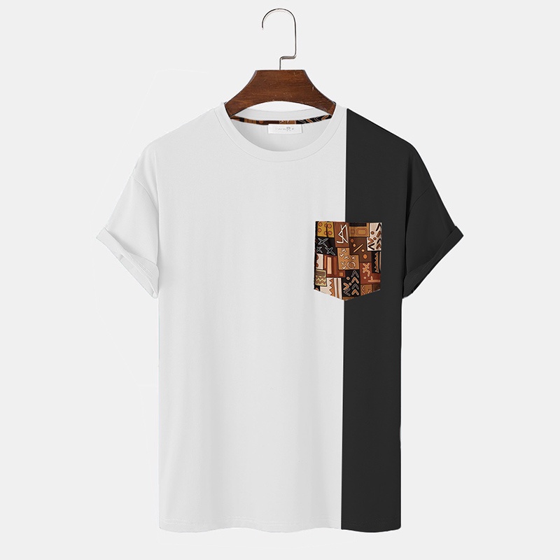 CharmkpR Tops New Men's Ethnic Geo Chest Pocket Printing Pattern ...