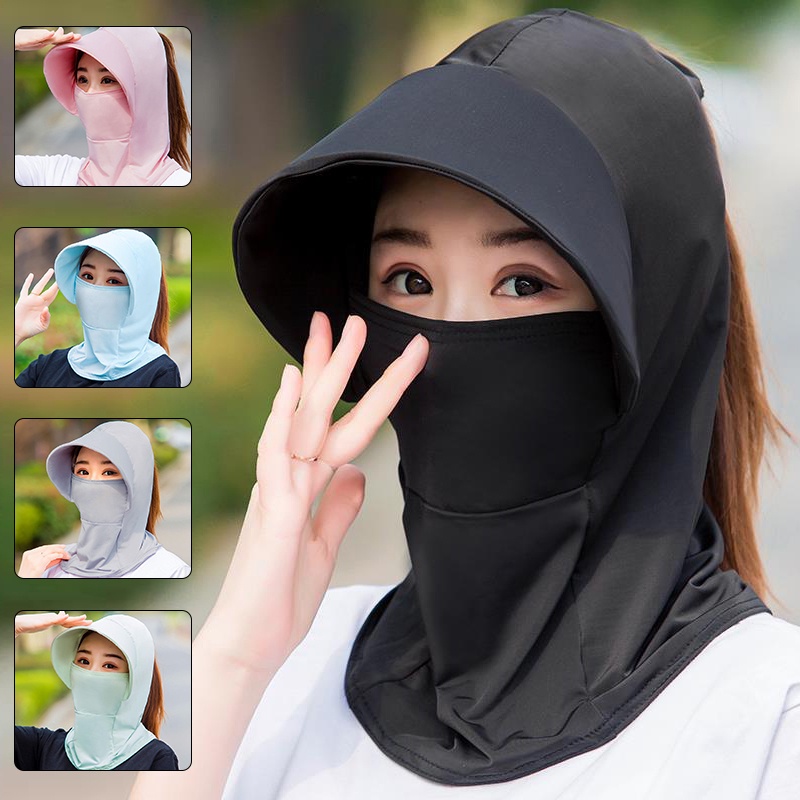 Outdoor Sun Protection Cap with Face Cover Foldable Anti-UV Summer ...