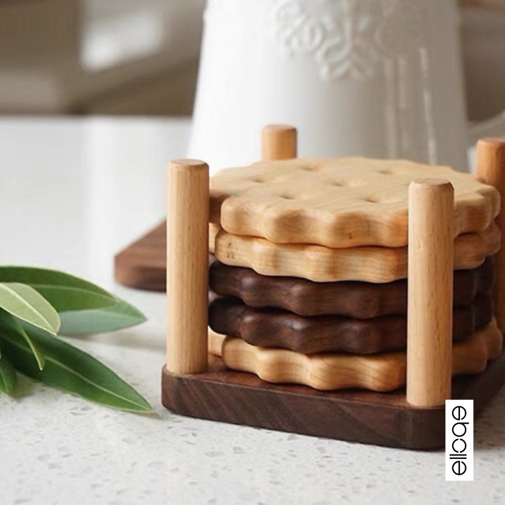 ELLOQE Ally Round Biscuit Wood Coaster Alas Cawan Kayu | Shopee Malaysia