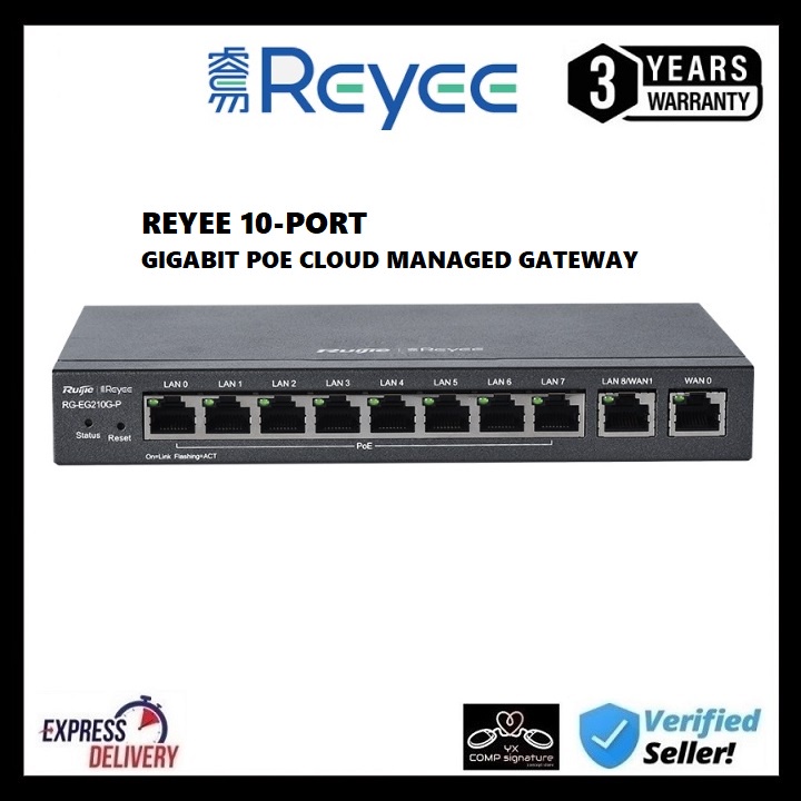 REYEE 10-PORT GIGABIT POE CLOUD MANAGED GATEWAY (RY-RG-EG210G-P ...