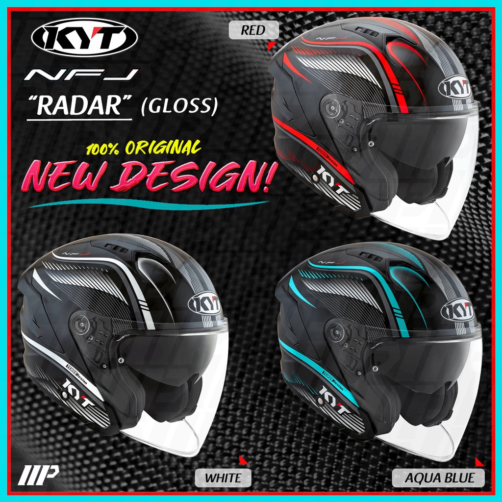 KYT NFJ [RADAR] Helmet Double Visor Open Face Gloss NEW | Shopee Malaysia
