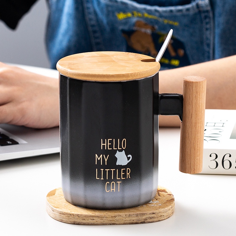 【READY STOCK】CUSTOMIZ NAME Japanese Style Cover Cup Wooden Handle Mug ...