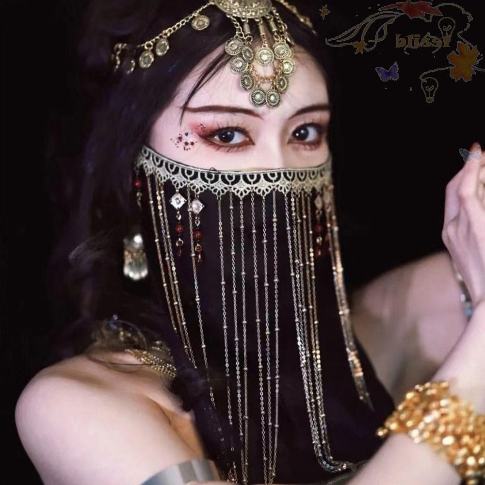 BLISS Hanfu Face Veil Vintage For Women Anti-ultraviolet Artistic Photos Mesh Classical Dance ...