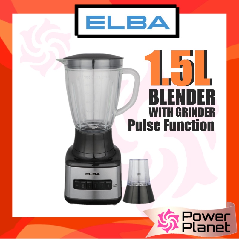 ELBA 1.5L Glass Jar Blender EBG-K1556G(BK) 6-speed with Pulse Function ...