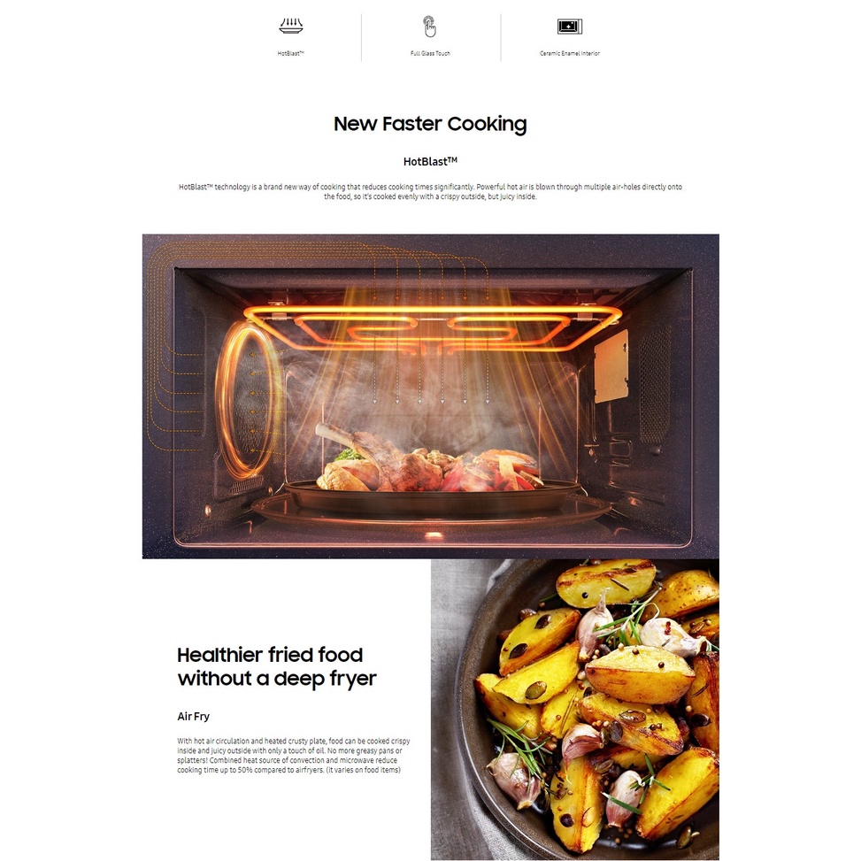 Samsung 35L Convection Microwave Oven MC35R8088 with HotBlast ...