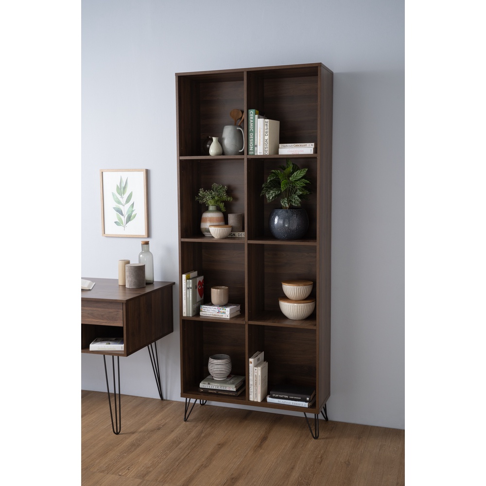 DFP Furniture SAMOS 6ft Bookcase Rak Buku Almari 4 Tier Metal Leg Oak ...