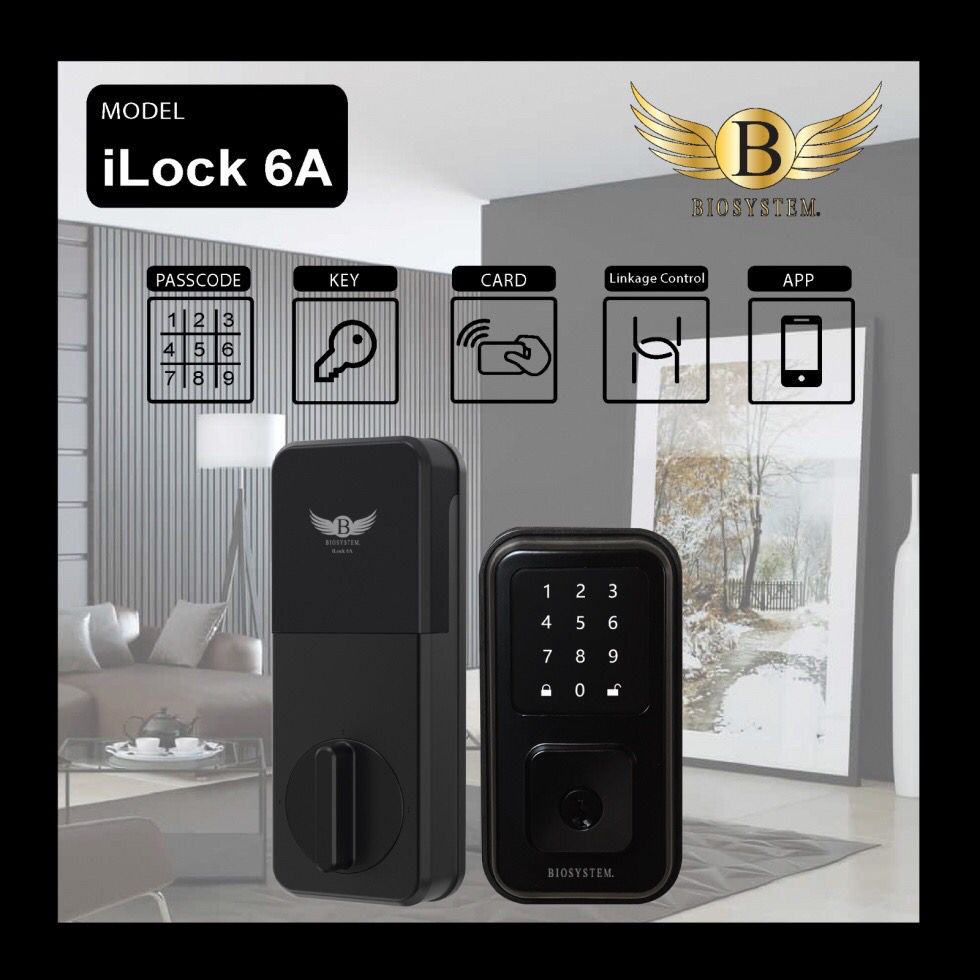 Biosystem iLock 6A Intelligent Digital Smart Door Lock Password / Card / Emergency Key / Mobile ...