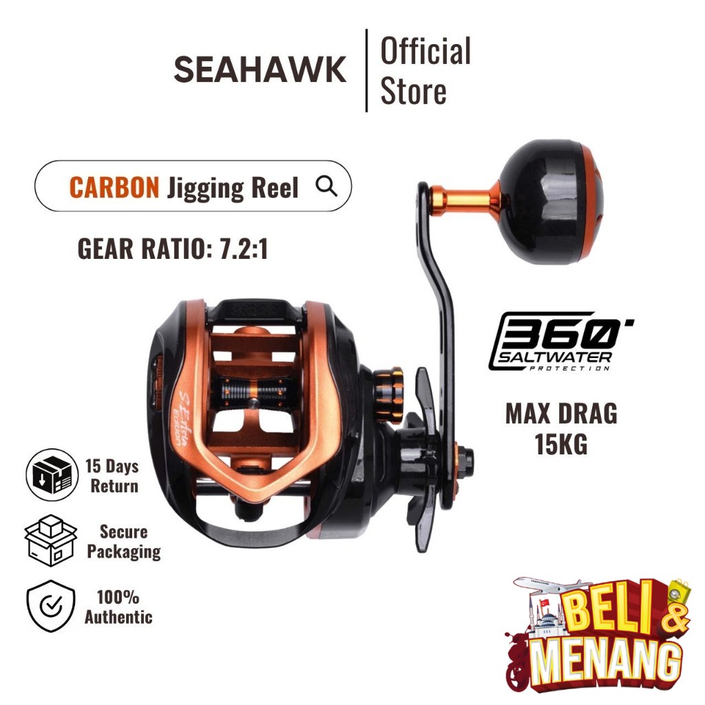 Team Seahawk Ocean Infinity Carbon Jigging Reel | 7.2 High Speed | Max ...