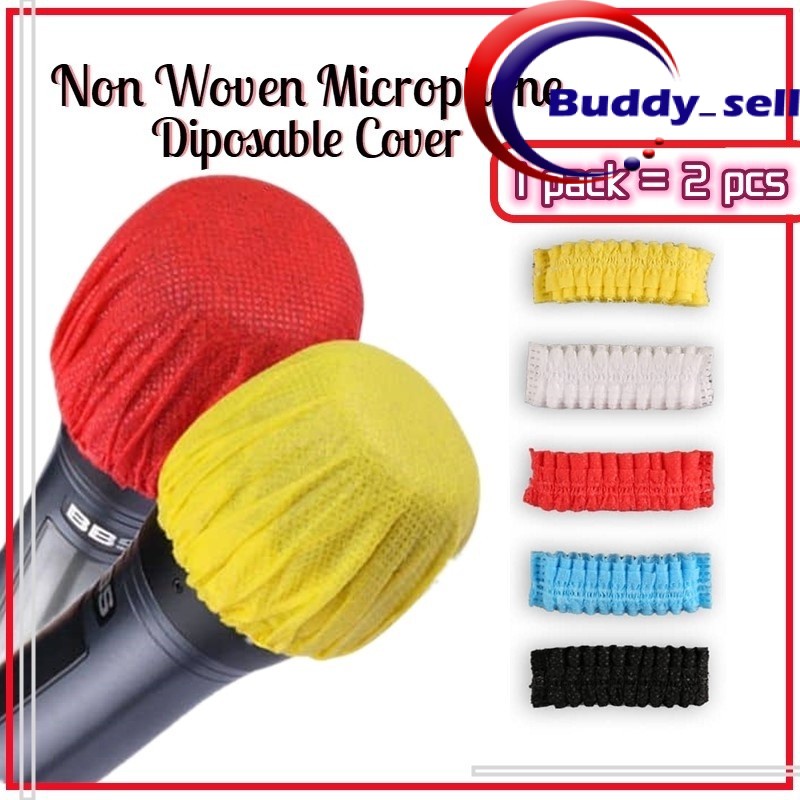 (1 PACK = 2 PCS) Non Woven Disposable Microphone Cover Color Mic Covers ...