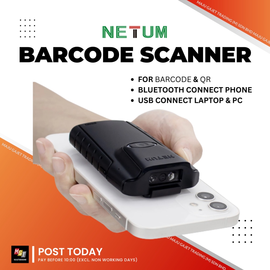 NETUM E800 Wireless Barcode Scanner Handheld Bluetooth QR Bar Code ...