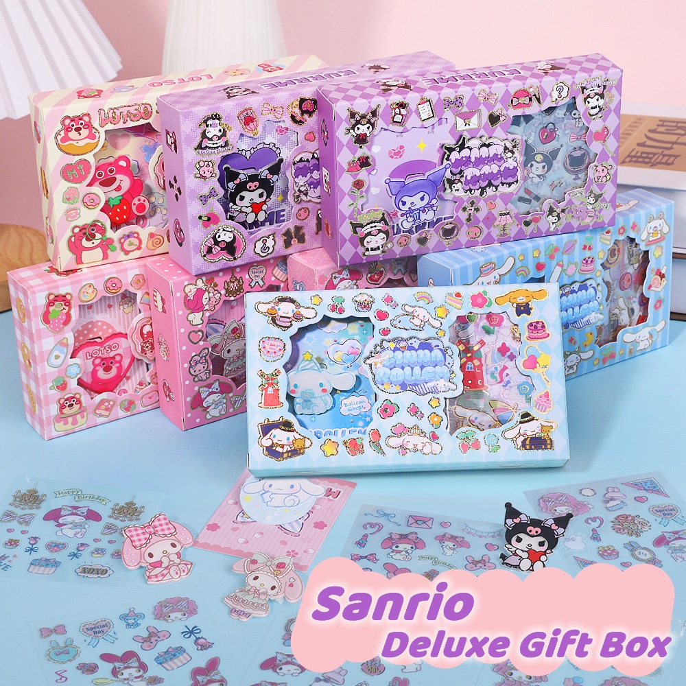 Sanrio Deluxe Brooch Sticker Gift Box Kuromi Melody Cartoon Stickers ...