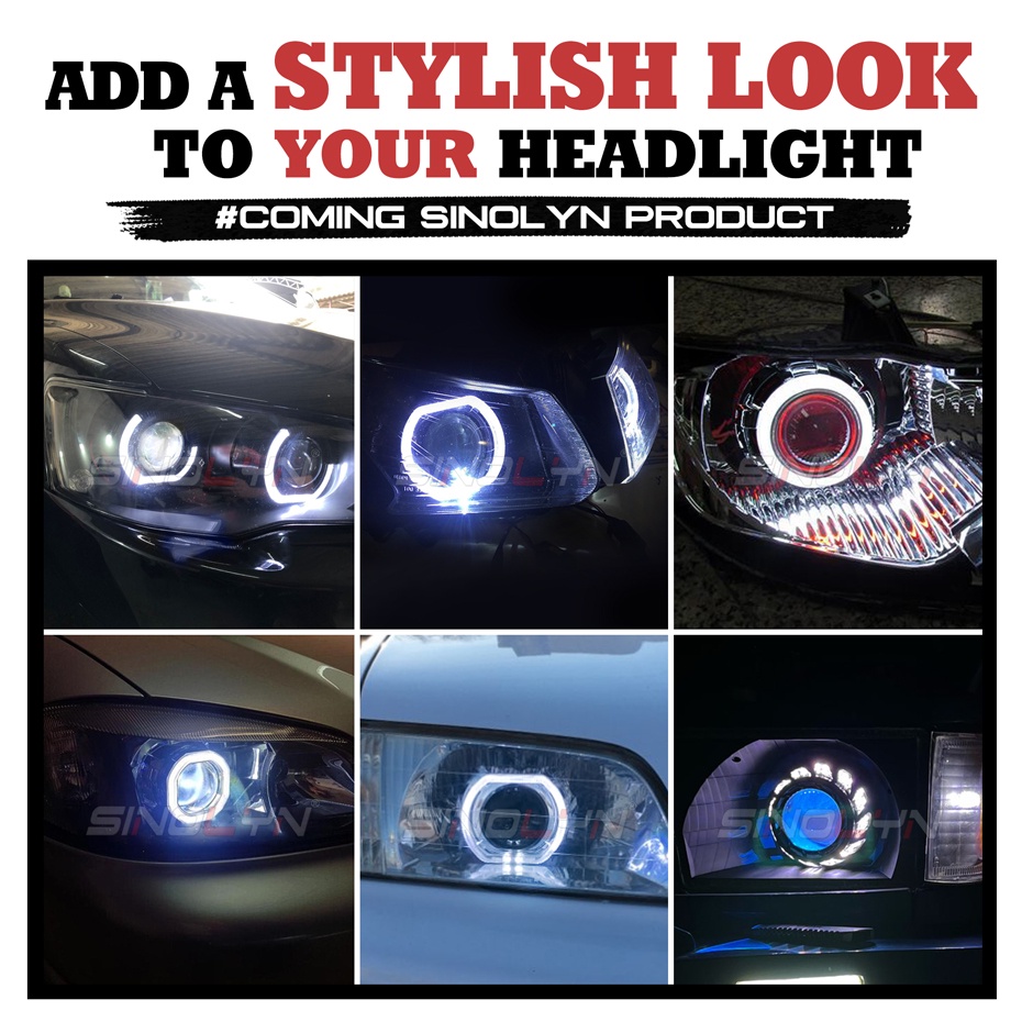 Sinolyn 2.5''/3'' Black Shrouds With LED Angel Eyes For WST/Hella 3R ...
