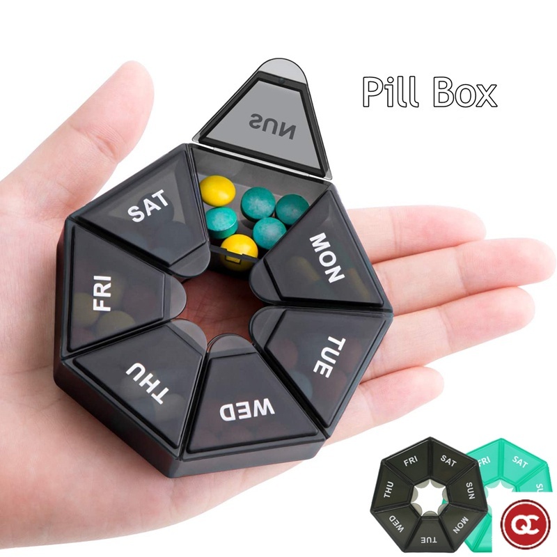 QC 1Pc Multipurpose Compact 7 Grids Weekly Pill Box Holder Dustproof ...