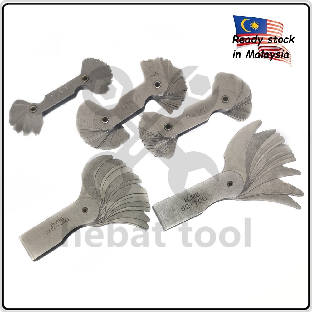 Radius Gauge R1-R100 Fillet Gauge Feeler Metric Engine Cylinder Head ...