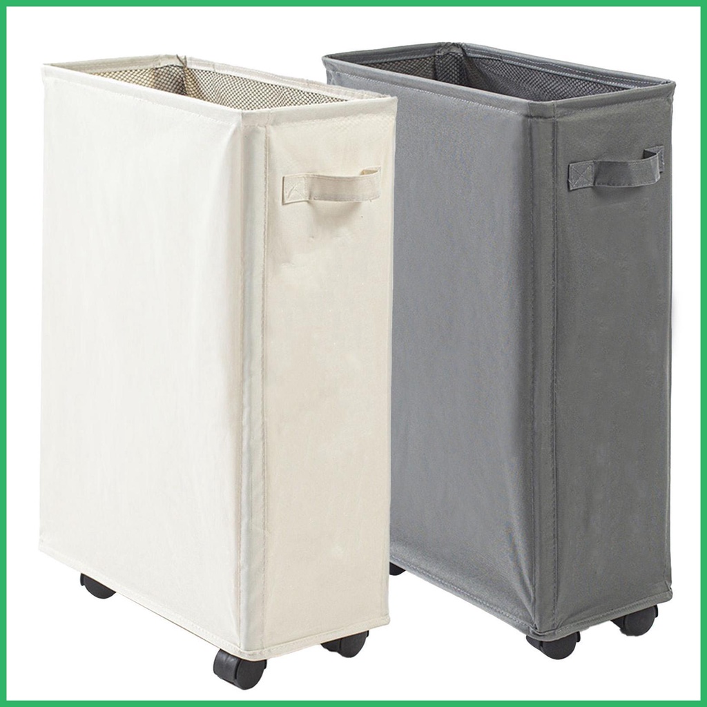 Collapsible Laundry Baskets Large Slim Folding Hamper on Wheels 42L ...