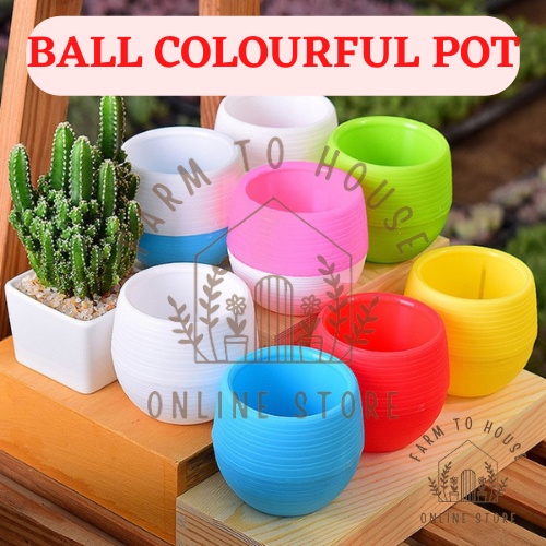 Colourful Ball Design Planting Pot Watering Pot Plastic Pot Pot Bunga ...