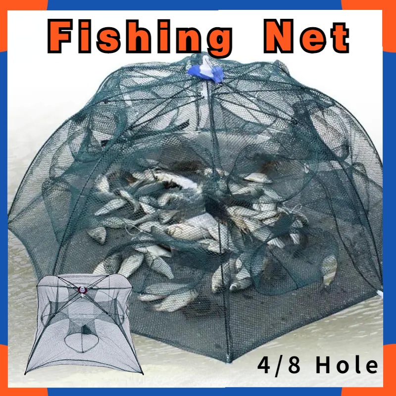 Portable Fishing Trap Net Shrimp Fish Cage Nylon Automatic Foldable ...