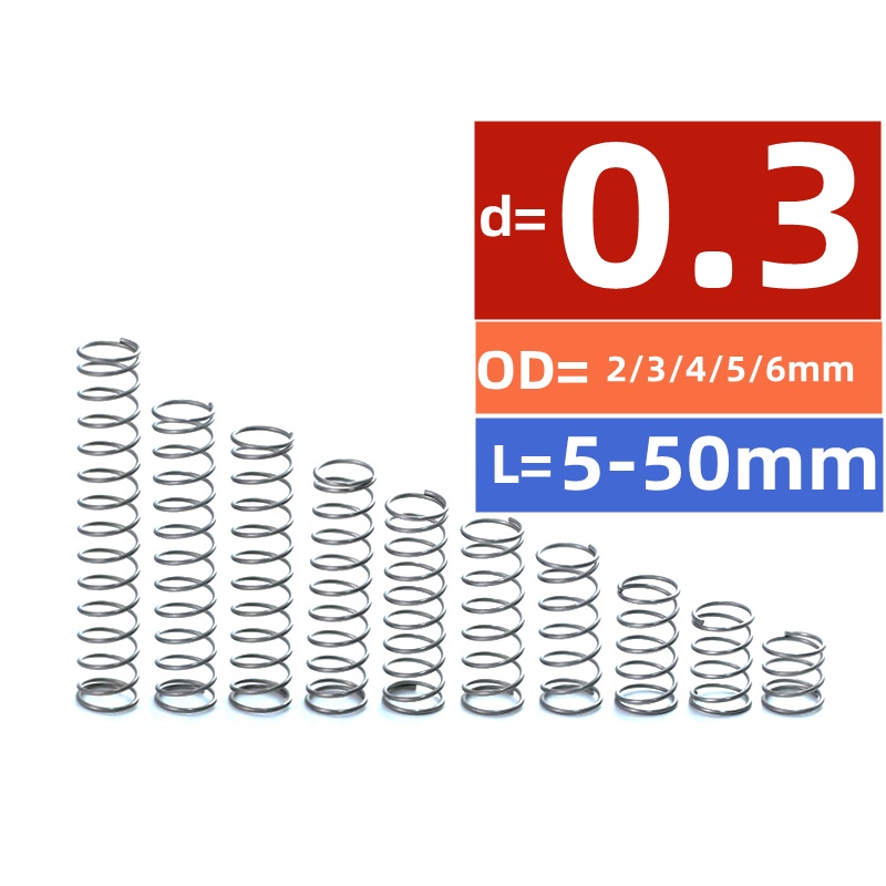【MHJ】Small spring SUS304 compression spring d0.3mm OD3/4/5/6mm length 5 ...