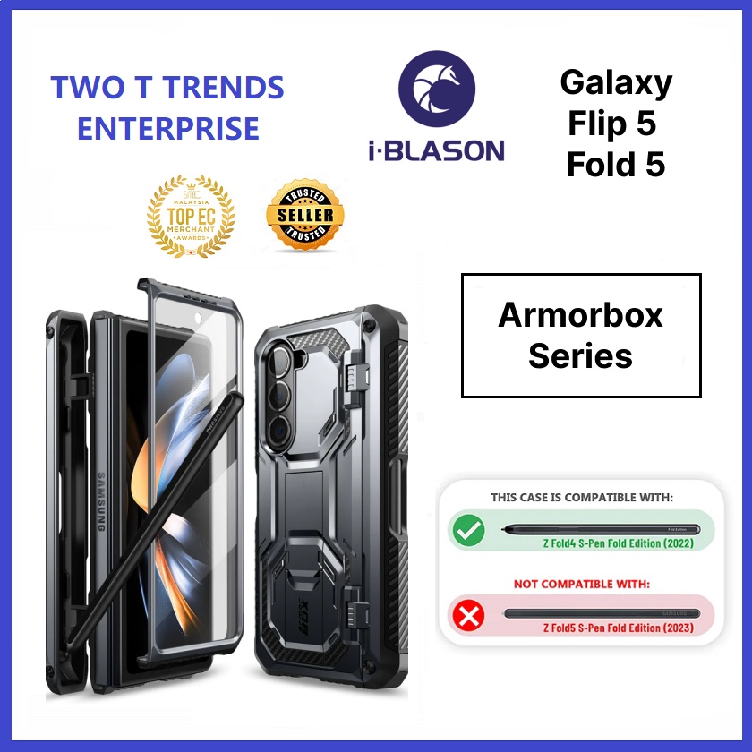 Samsung Galaxy Z Fold 5 i-Blason Armorbox Full Body Rugged Holster Case with Built-in Screen ...