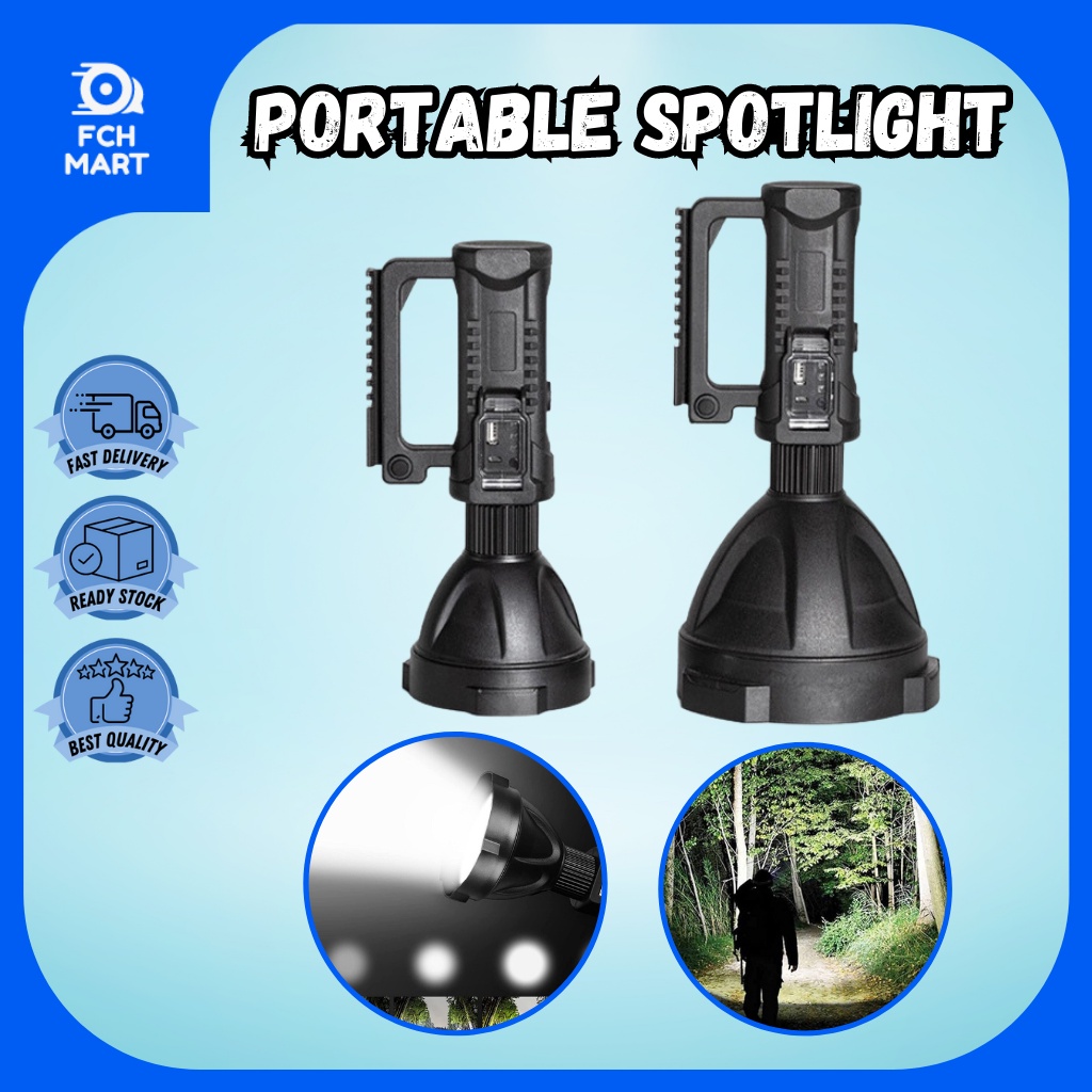 LED Super Bright Torch Light Portable Rechargeable Spotlight 200000 ...