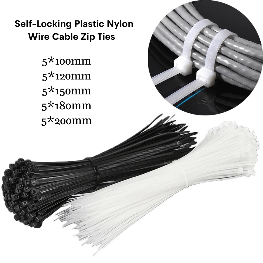 100pcs High Toughness Cable Cruncher Self-Locking Plastic Nylon Wire ...