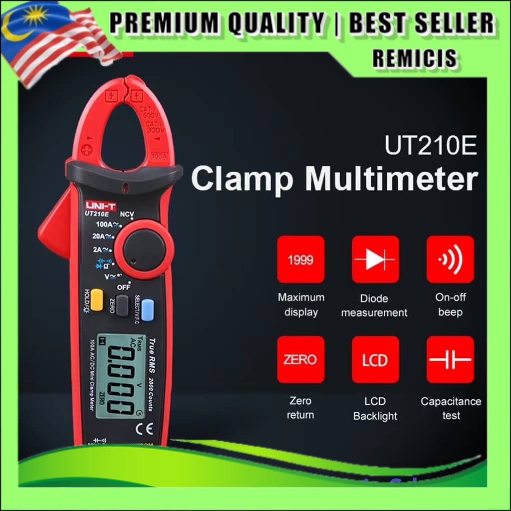 UNI-T UT210E True RMS AC/DC Digital Clamp Meter - Measure Current ...