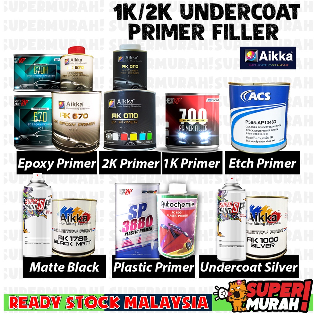 Aikka AUTOCHEMIE Undercoat Primer 1K & 2K For Car & Motor Spray 370ml / 1L Epoxy Primer Etch ...