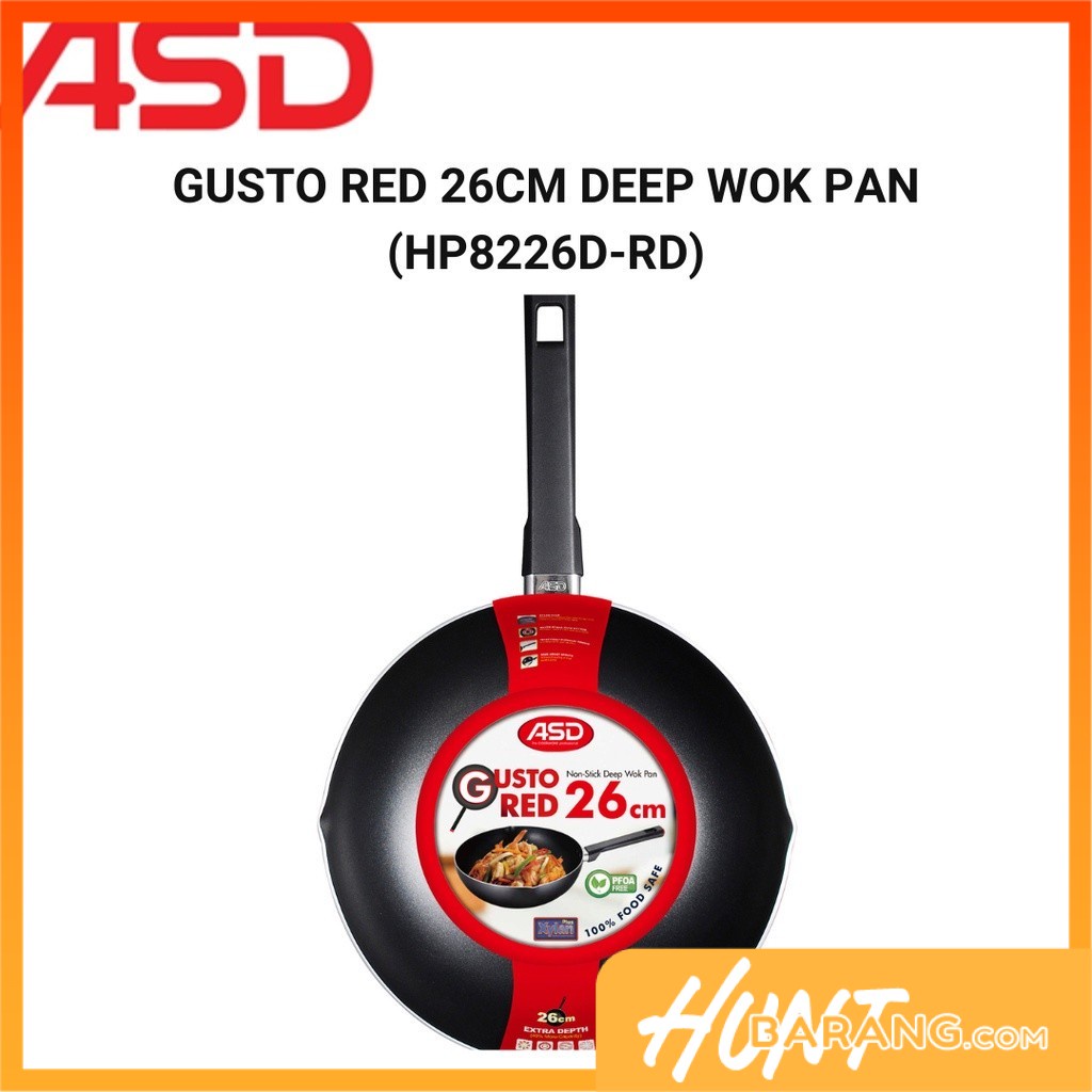 GUSTO RED 26CM DEEP WOK PAN (HP8226D-RD) | Shopee Malaysia