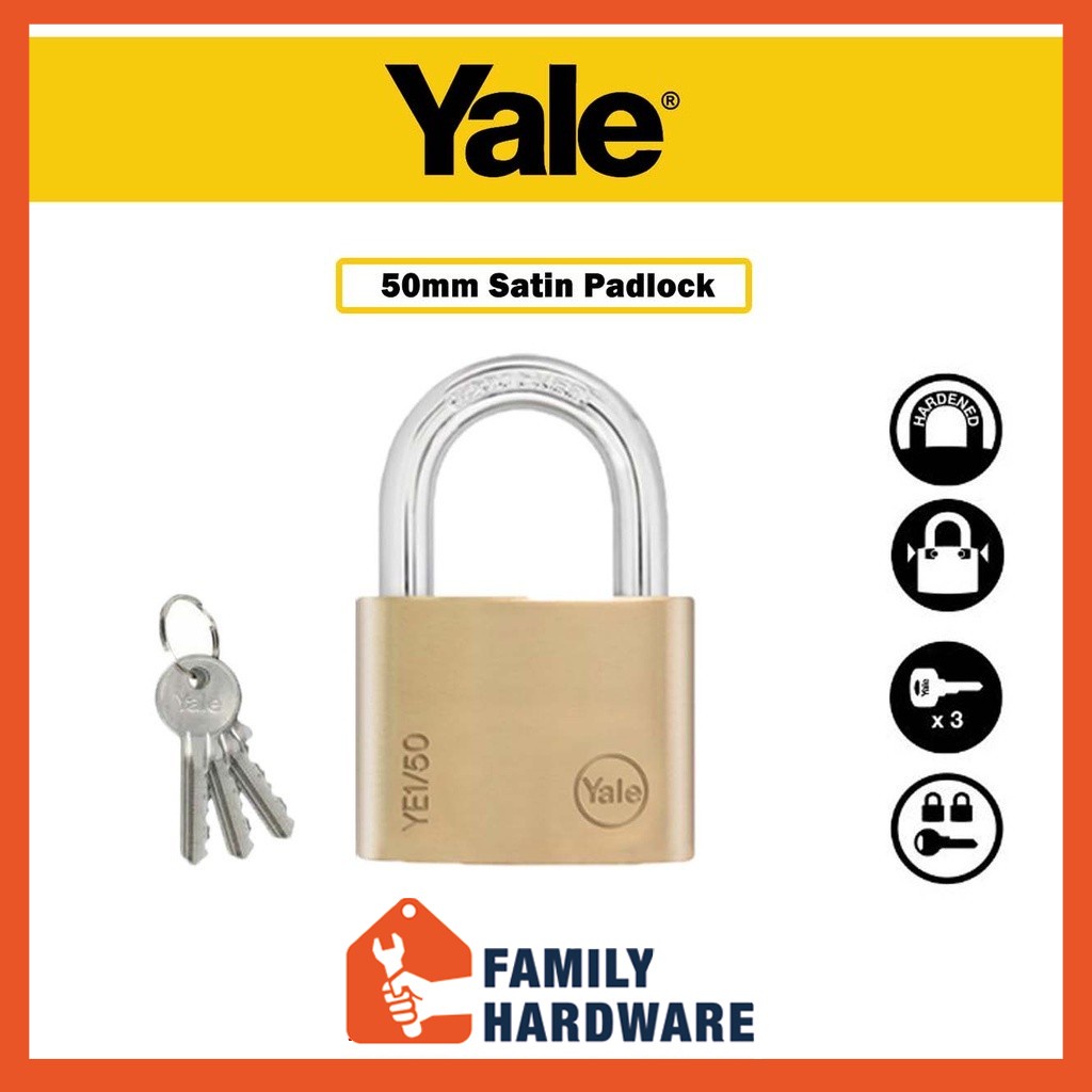 Yale Essential Series YE1 YE1-50-126-1 Solid Brass Padlock YE1/50/126/1 ...