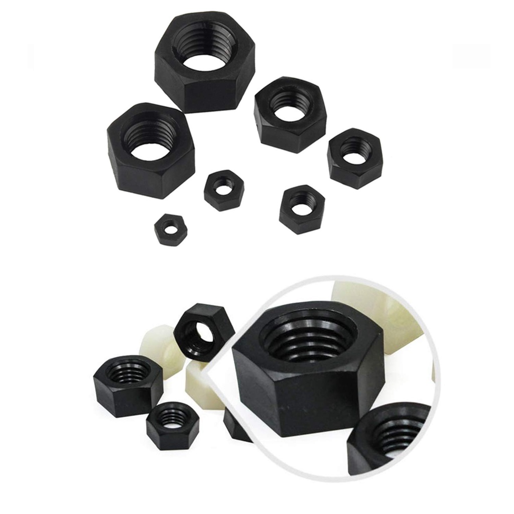 10/25Pcs M2 M2.5 M3 M4 M5 M6 M8 M10 M12 Black/White Nylon Plastic Hex Nuts | Shopee Malaysia