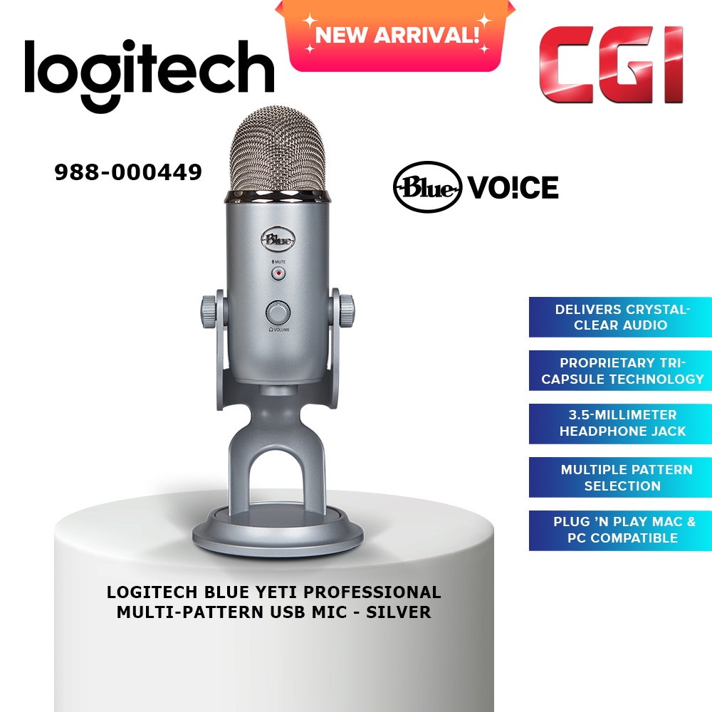 Logitech Blue Yeti Professional Multi-Pattern USB Microphone for ...