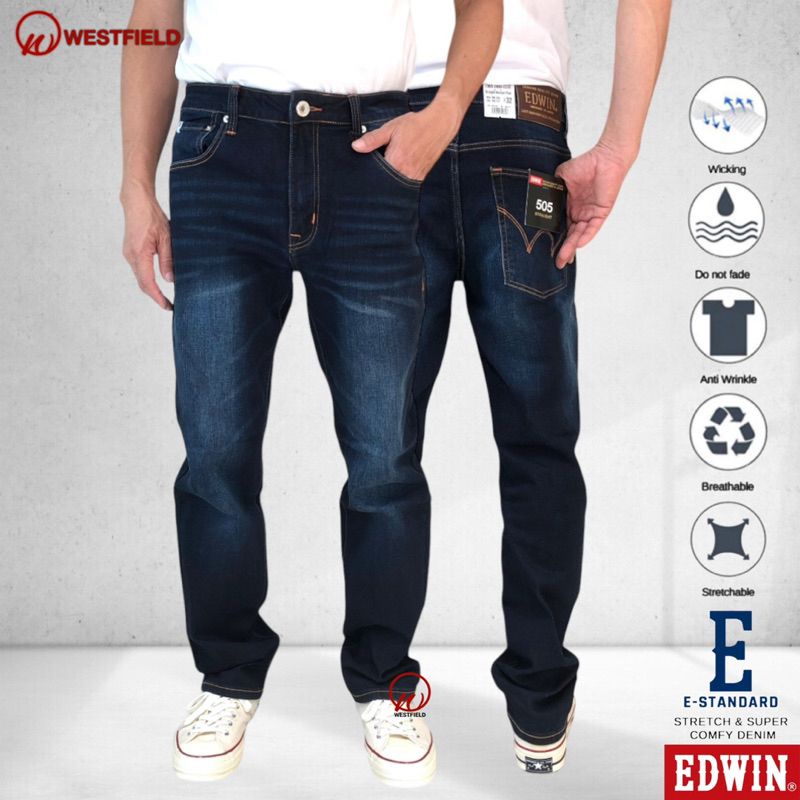 🔥[ORANGE THREADS] EDWIN® E-Standard® MEN'S 505 STRAIGHT CUT JEANS ( 7505 2693 ) | Shopee Malaysia