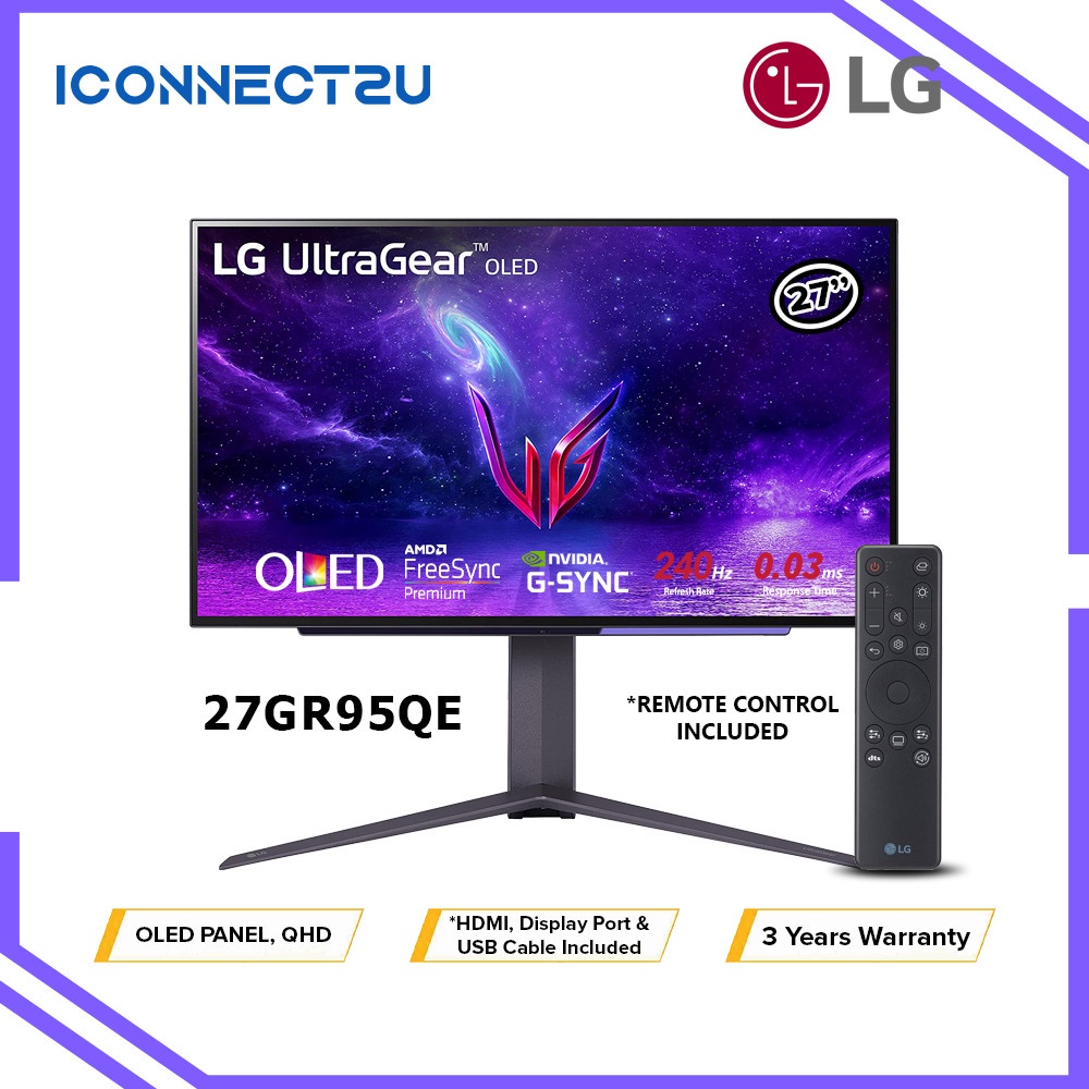 LG 27“ 27GR95QE UltraGear™ OLED Gaming Monitor QHD with 240Hz Refresh Rate .03ms Response Time ...