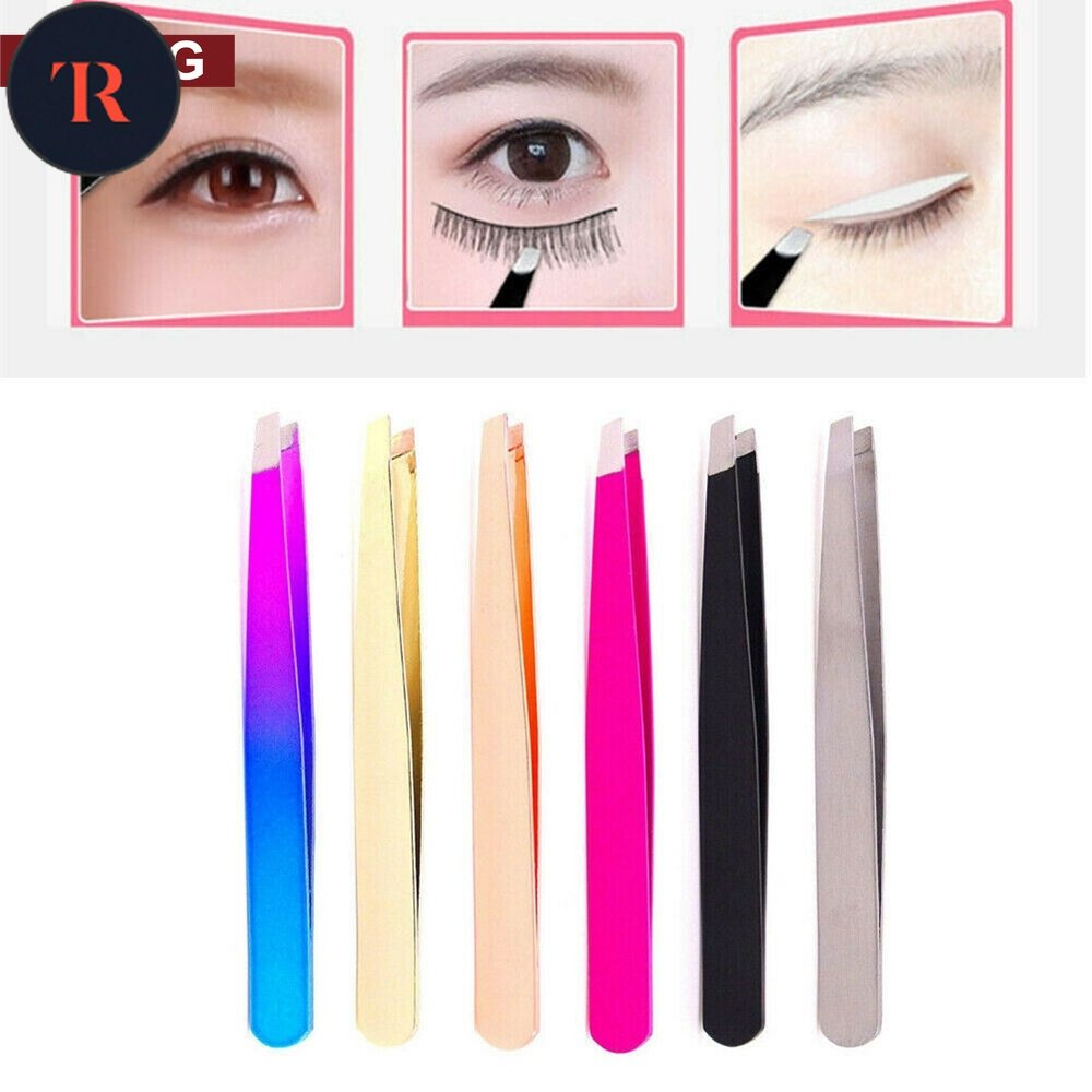 TR-Eyebrow Tweezers Hair Beauty Slanted Stainless Steel Tweezer Plucker ...