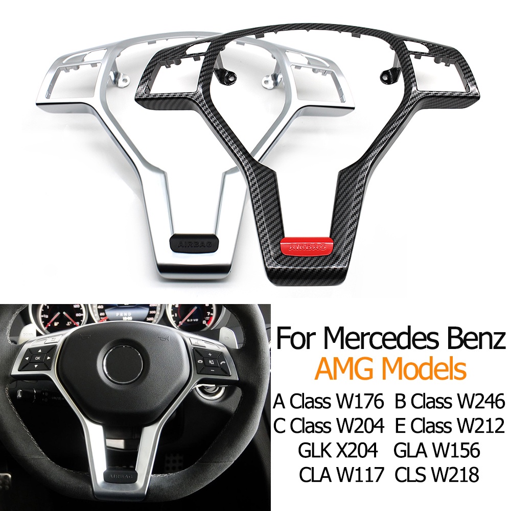 Car Steering Wheel Chrome Panel Cover Trim For Mercedes Benz AMG A B C ...