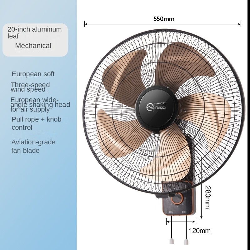 Wall Fan 20 Inch 5 Aluminum Blades 3 Speed 4S Motor Industrial Wall Fan ...