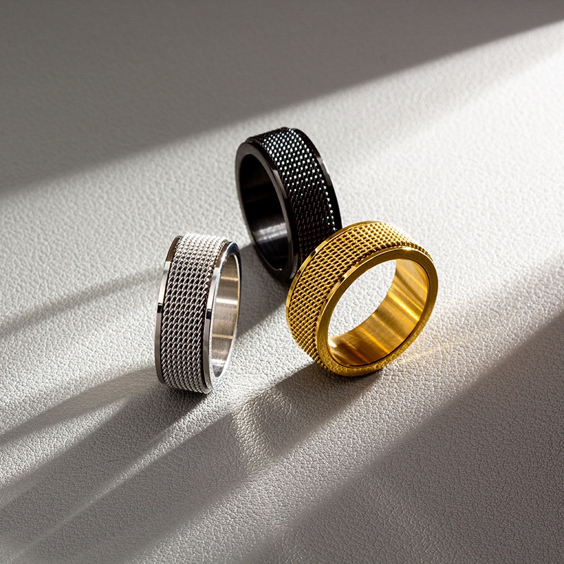 Brand new fashion 8mm stainless steel mesh ring that can spin,simple ...
