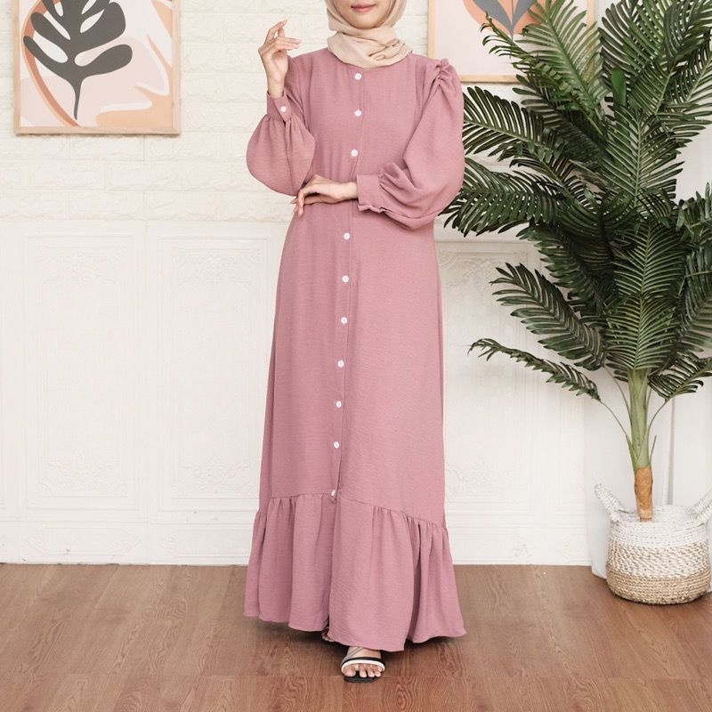 Pgmt • Almahyra Dress Crincle Airflow Rufle Premium | Shopee Malaysia