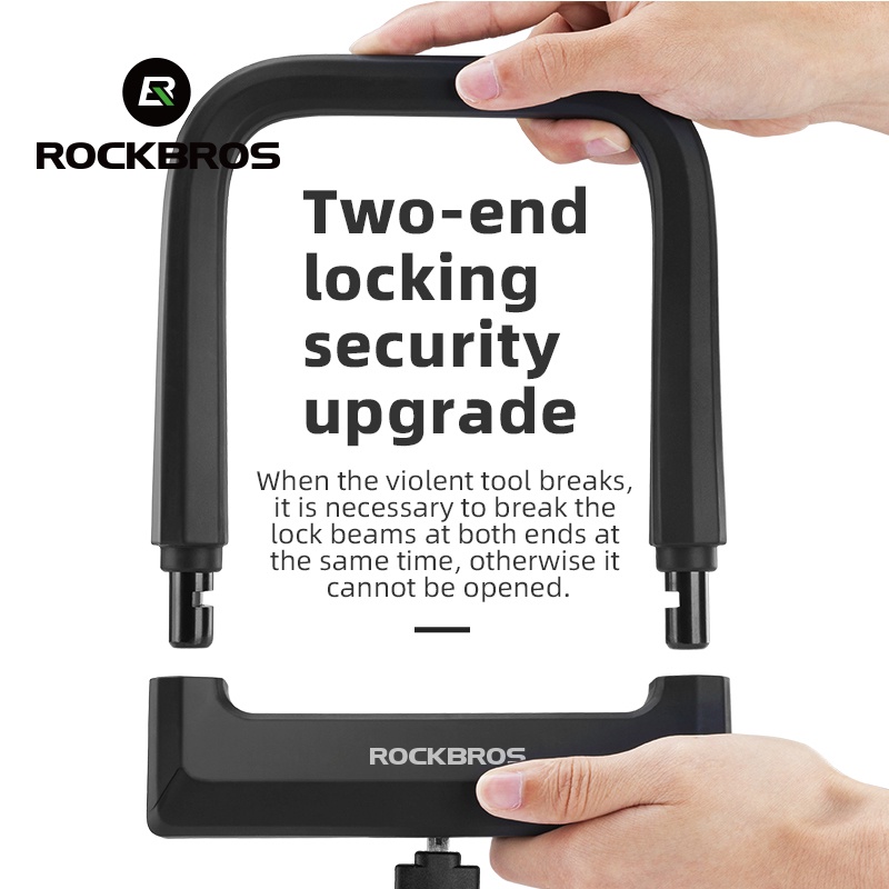 ROCKBROS Heavy Duty Silicone U Shape Lock Steel Anti-theft Key Bold ...