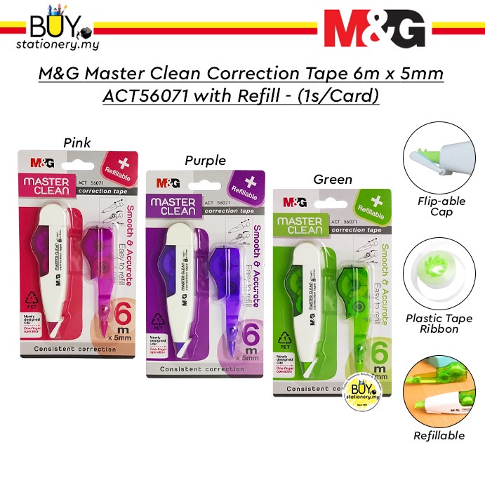 M&G Master Clean Correction Tape 6m x 5mm with Refill ACT56071- (1s ...