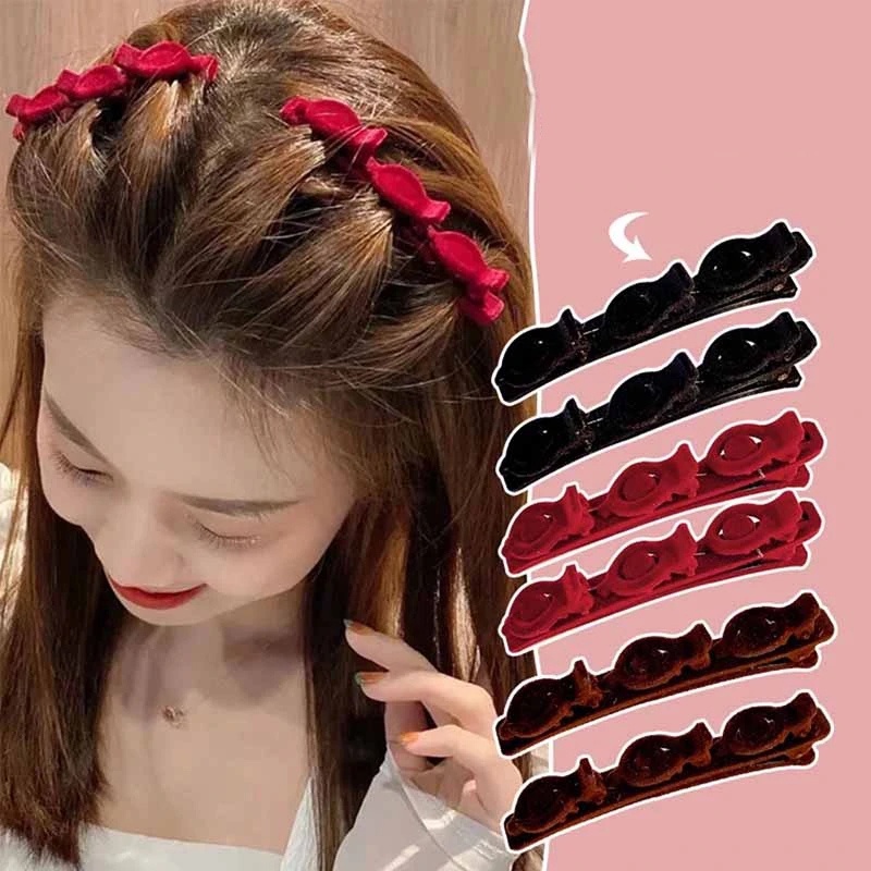 [Sunshine] Women Korean Flocking Duckbill Hair Clip for Side Bangs ...