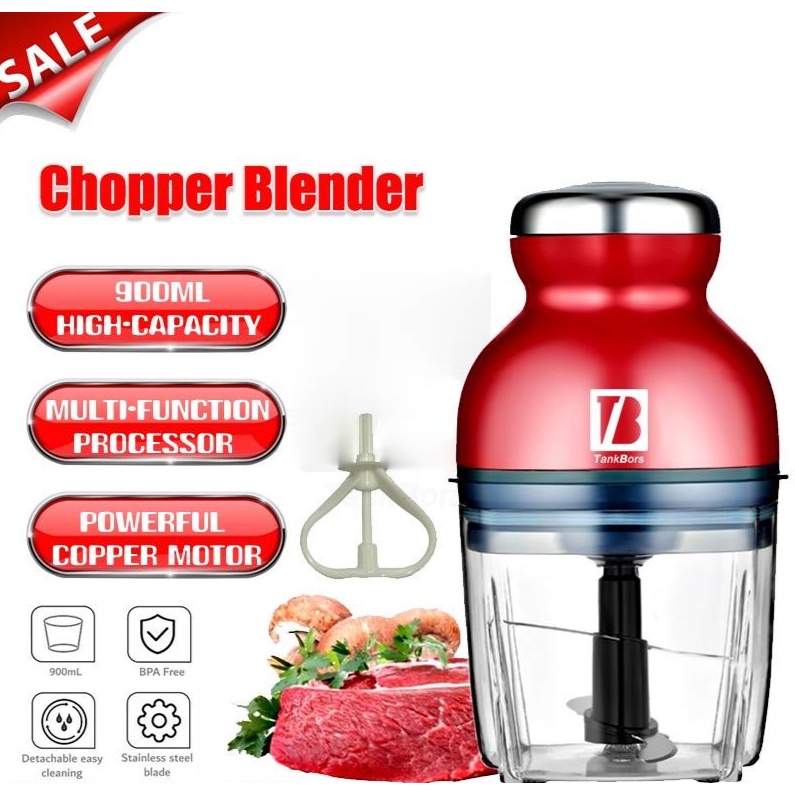 2 IN 1 Mini Chopper Blender Electric Mixer Capsule Cutter Chopper Food ...