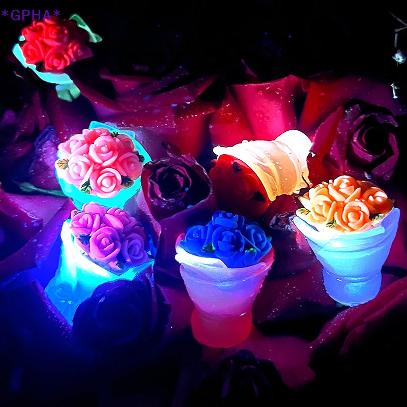 GPHA> 1Pc Luminous Rose Flower Ornament Mini Color Simulation Bouquet ...