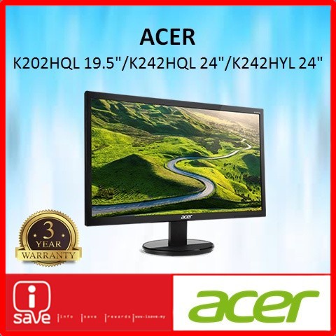 ACER K202HQL 19.5" 60Hz HD LED K202HQLA / K242HQL / K242HYL 24" FHD LED ...
