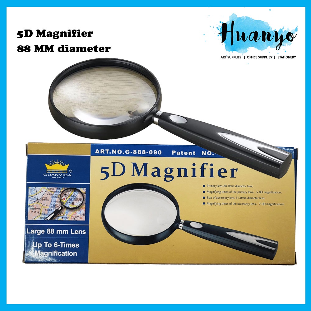 Handheld Magnifying Glass 88mm 5D Magnifier (7 Magnification NO. G-888 ...