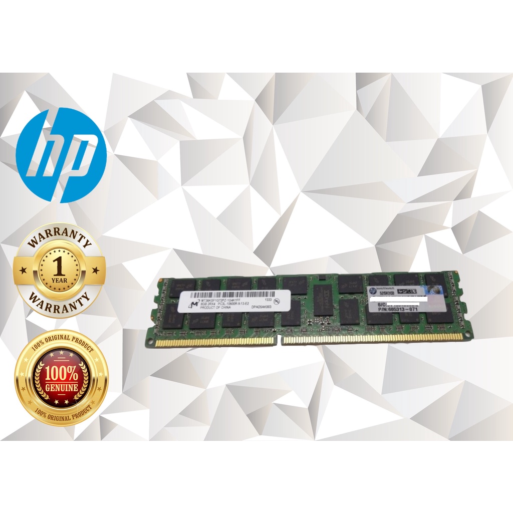 HP 8GB 2Rx4 PC3L-10600R-9 Kit (604506-B21/ 606427-001/ 605313-071) | Shopee Malaysia