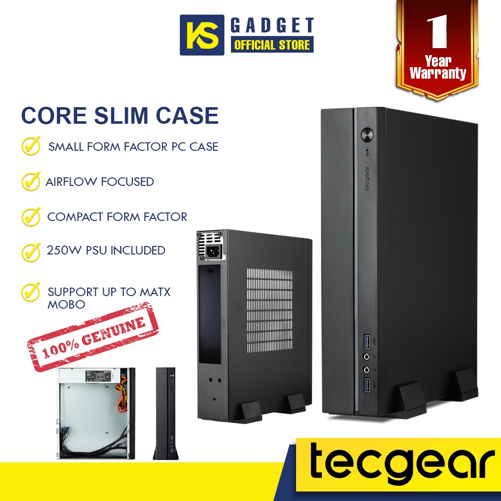 Tecgear CORE SLIM SFF PC CASE | With 250W PSU Inluded | High Quality Small Casing | Shopee Malaysia